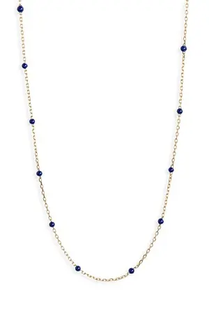 Argento Vivo Argento Vivo Sterling Silver Enamel Dot Station Necklace Gold/blue