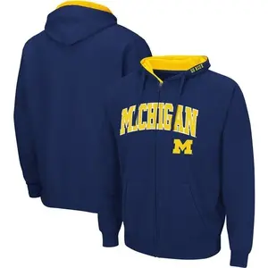 COLOSSEUM Michigan Wolverines Arch & Logo 3.0 Full-zip Hoodie - Navy