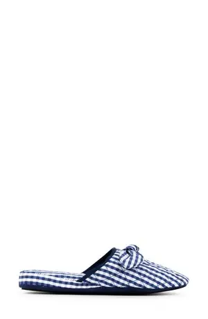 PATRICIA GREEN Zoe Gingham Quilted Slippers - Navy