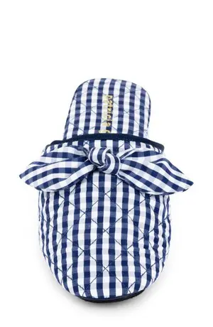 PATRICIA GREEN Zoe Gingham Quilted Slippers - Navy