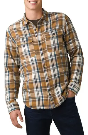 Prana Westbrook Plaid Recycled Blend Button-up Shirt Chalk