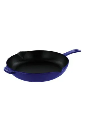 STAUB 10-inch Enameled Cast Iron Fry Pan - Dark Blue