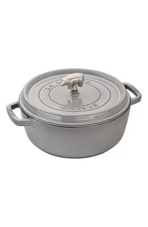 STAUB 6-quart Enameled Shallow Round Cast Iron Dutch Oven One-color