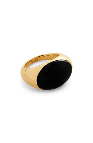 Monica Vinader X Kate Young Onyx Dome Ring - 18ct Gold Vermeil On Sterling