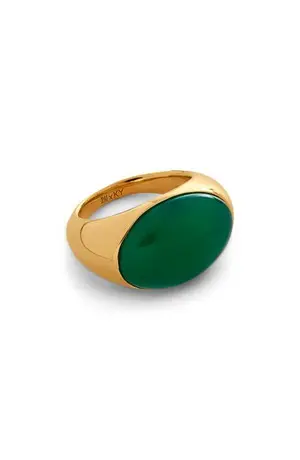 Monica Vinader X Kate Young Onyx Dome Ring - Yellow Gold