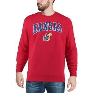 COLOSSEUM Kansas Jayhawks Arch & Logo Crew Neck Sweatshirt