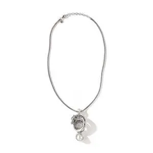 John Hardy Naga Dragon Necklace With Diamonds, Pearl, And Sapphires - Silver