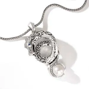 John Hardy Naga Necklace Diamonds, Pearl