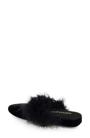 PATRICIA GREEN Party Feather Velvet Slipper