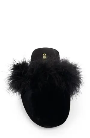 PATRICIA GREEN Party Feather Velvet Slipper