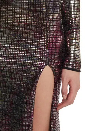 Etro Nan Embellished Long Sleeve Mesh Gown