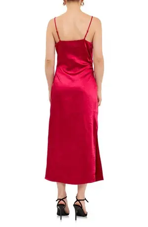 Endless Rose Surplice Satin Slipdress - Rouge