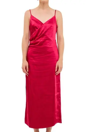 Endless Rose Surplice Satin Slipdress - Rouge