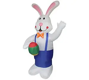 NORTHLIGHT 7' Outdoor Inflatable Lighted Standing Easter B Unny With Eggs - One-color