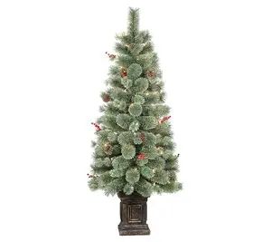 PULEO INTERNATIONAL Puleo Pre-lit 4.5' Potted Natural Pine Christma S Tree - One-color