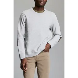 Billy Reid Dover Crewneck Sweatshirt With Leather Elbow Patches - Grey