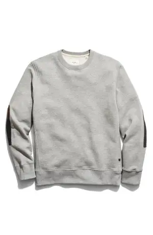 Billy Reid Dover Crewneck Sweatshirt With Leather Elbow Patches - Grey