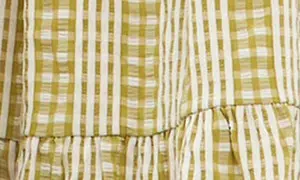 English Factory Gingham Stripe Tiered Dress