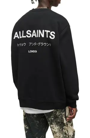 ALLSAINTS Underground Logo Organic Cotton Sweatshirt - Jet Black