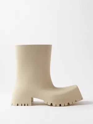 Balenciaga Balenciaga - Trooper Square-toe Rubber Ankle Boots - Womens - Beige - Beige