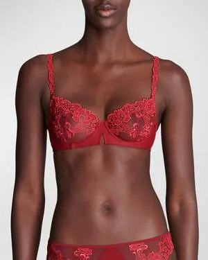 Simone Perele Saga Non-padded Lace Demi Bra Lipstick