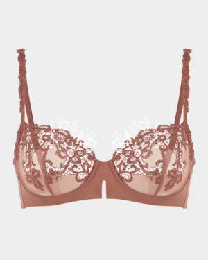 Simone Perele Saga Non-padded Lace Demi Bra - Tender Brown