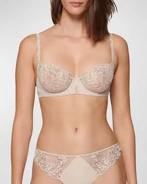 Simone Perele Saga Non-padded Lace Demi Bra Topaz Beige