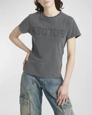 GOLDEN GOOSE Distressed Logo T-shirt - Anthracite