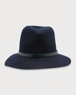Rag & bone navy wool fedora hat Rag & Bone Navy Wool & Leather Trim Wide Brim Fedora Hat | eBay main image 3