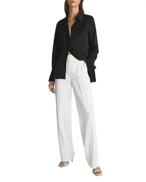REISS Hailey Silk Shirt - Black