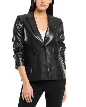 Cinq À Sept Kylie Faux Leather Blazer - Black