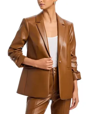 Cinq À Sept Kylie Faux Leather Blazer - Chocolate