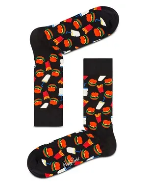 Happy Socks Hamburger Crew Socks - Black