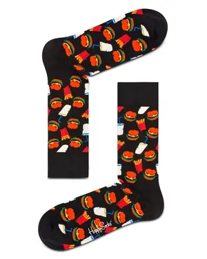 Happy Socks Hamburger Crew Socks - Black