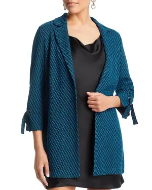 Misook Diagonal Stripe Tie Cuff Jacket