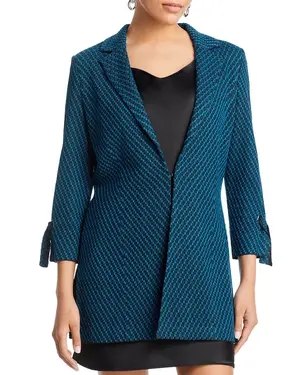 Misook Diagonal Stripe Tie Cuff Jacket