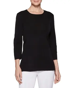 Misook Round Neck Tunic - Black