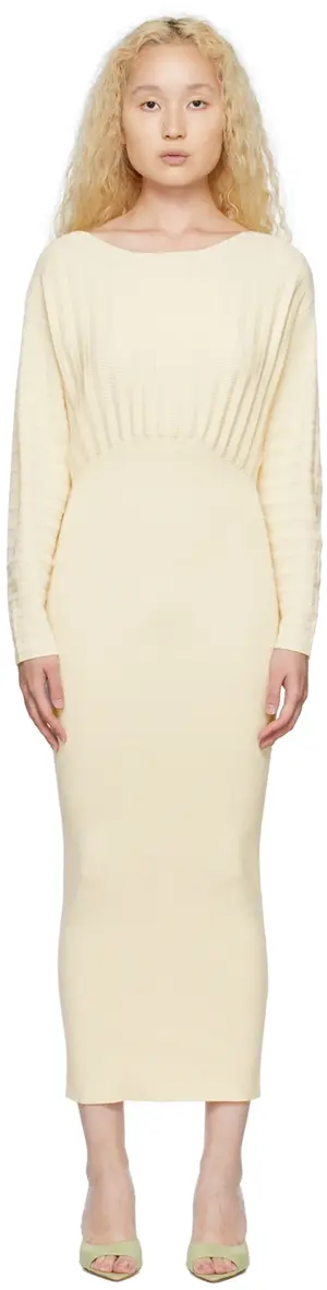 WYNN HAMLYN WYNN HAMLYN Off-White Paneled Midi Dress - Ivory