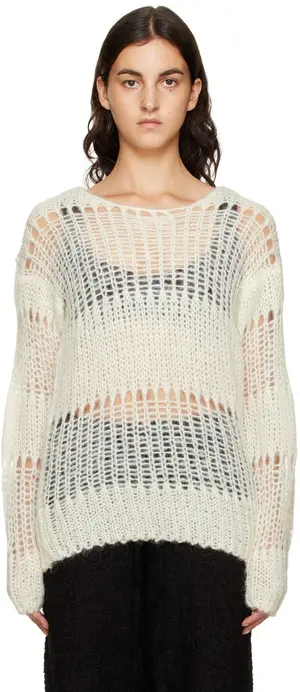 OPEN YY OPEN YY Black Irregular Net Sweater - Ivory