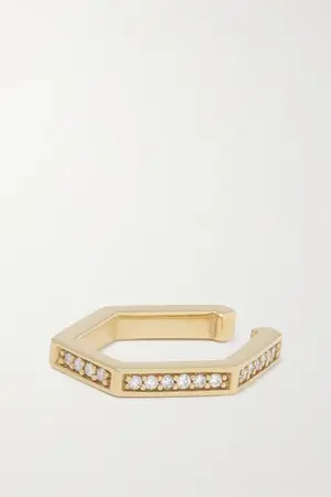 KOLOURS JEWELRY Hexagon 18-karat Diamond Ear Cuff - Gold
