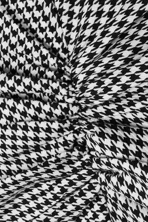MARQUES' ALMEIDA Ruched Houndstooth Cotton Turtleneck Mini Dress