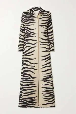 Dries Van Noten Zebra-stripe Chenille Coat