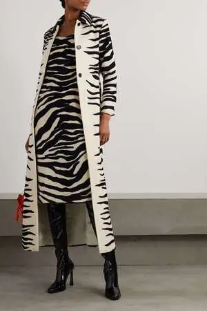 Dries Van Noten Zebra-stripe Chenille Coat
