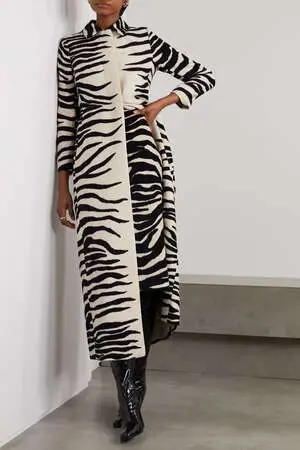 Dries Van Noten Zebra-stripe Chenille Coat