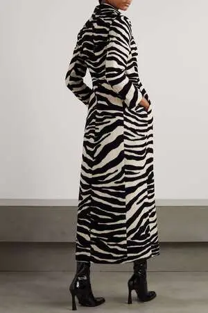 Dries Van Noten Zebra-stripe Chenille Coat