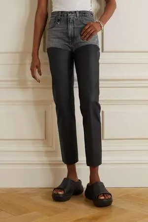 R13 Courtney Chaps Slim-leg Jeans With Leather Accents