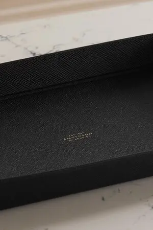 Smythson Panama Large Textured-leather Trinket Tray - Black