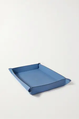 Smythson Panama Large Textured-leather Trinket Tray Blue