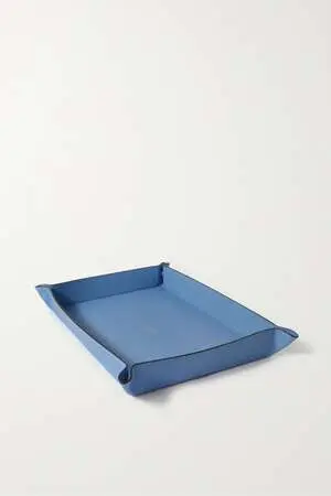Smythson Panama Large Textured-leather Trinket Tray Light Blue