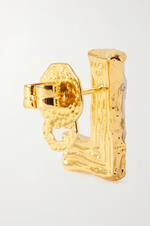 Pacharee Alphabet-plated Pearl Single Earring